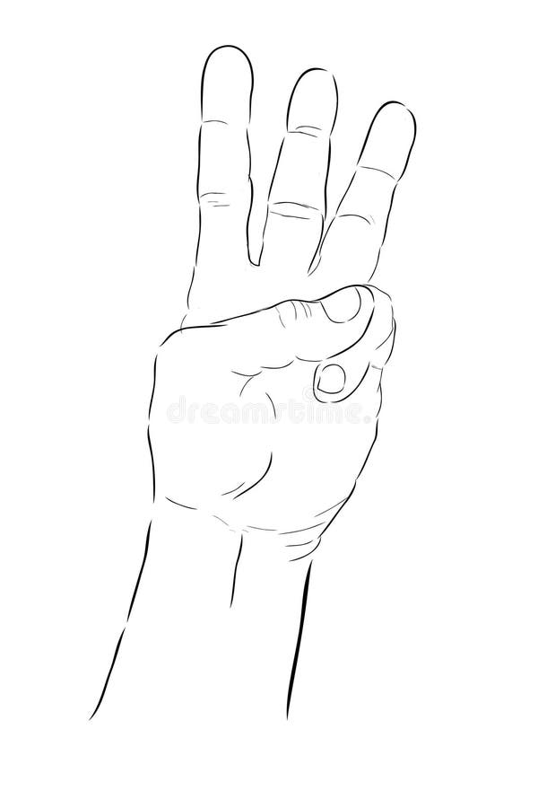 Three 3 Gesture Vector Draw Doodle Man Hand Stock Vector - Illustration ...