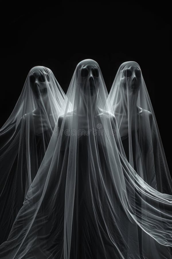 Three Ghostly Figures in an Eerie Setting. Suitable for Halloween ...