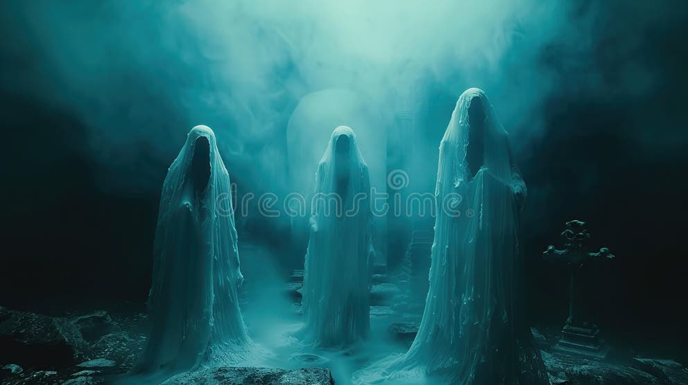 Spectral Gathering in the Mist Stock Illustration - Illustration of ...