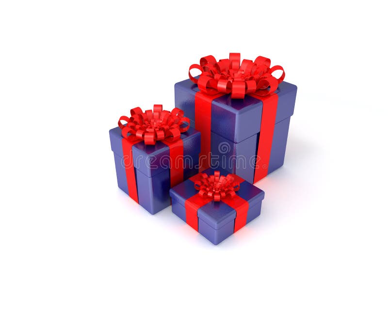 Three Gift Boxes in a Row Small To Large. Size Increase or Compare ...