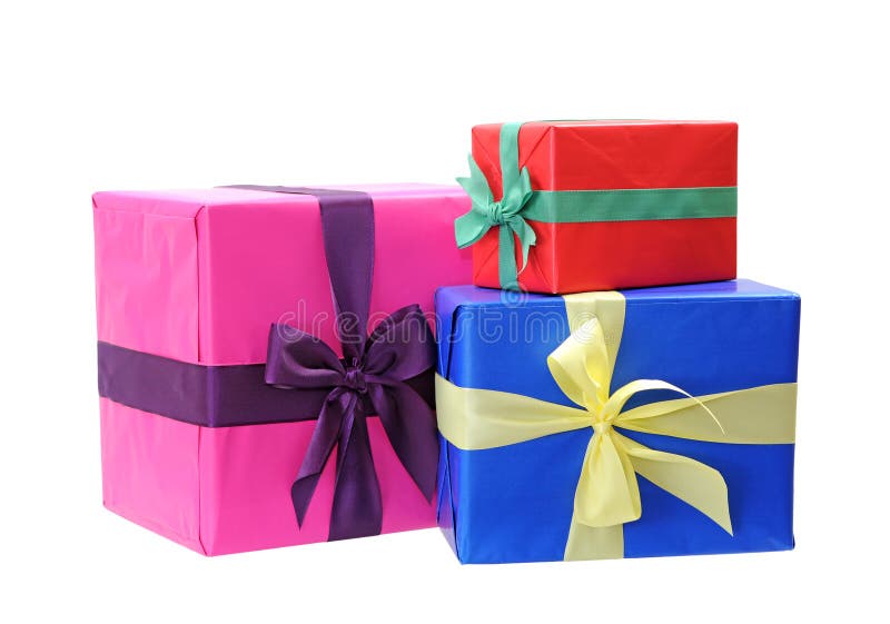 Three gift boxes stock photo. Image of isolated, square - 34309546