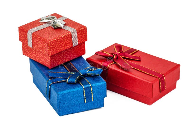 Three gift boxes on white stock photo. Image of present - 113235440