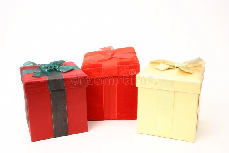 Three Gifts Over White stock photo. Image of gold, square - 374512