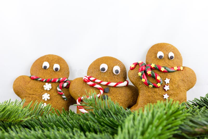 Gingerbread Man with Pine Branches Stock Photo - Image of dessert ...