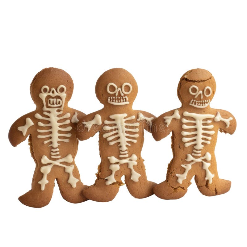 Three Gingerbread Skeletons Standing Together Stock Photo ...