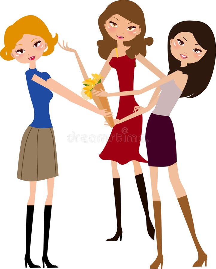 Three girls stock vector. Illustration of lady, friends - 12083155