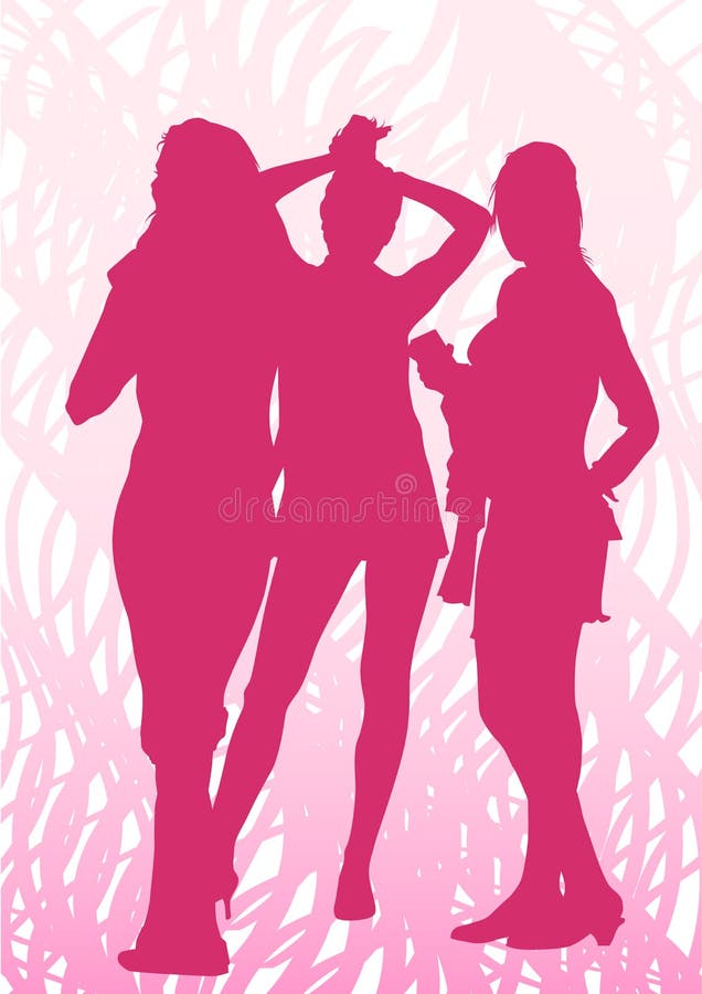 Three Party Girls Silhouettes Stock Illustrations – 50 Three Party ...