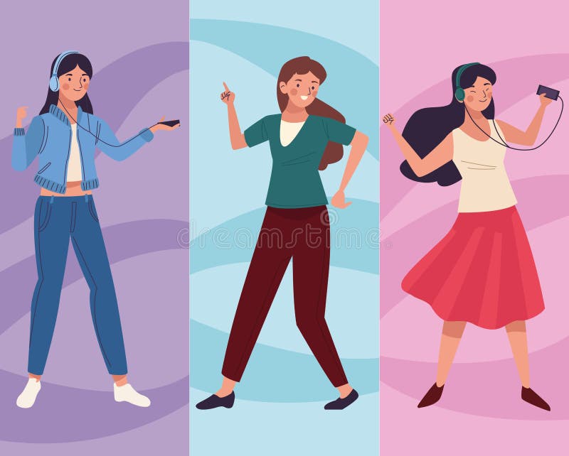 Three Girls Dancing Stock Illustrations – 313 Three Girls Dancing Stock ...