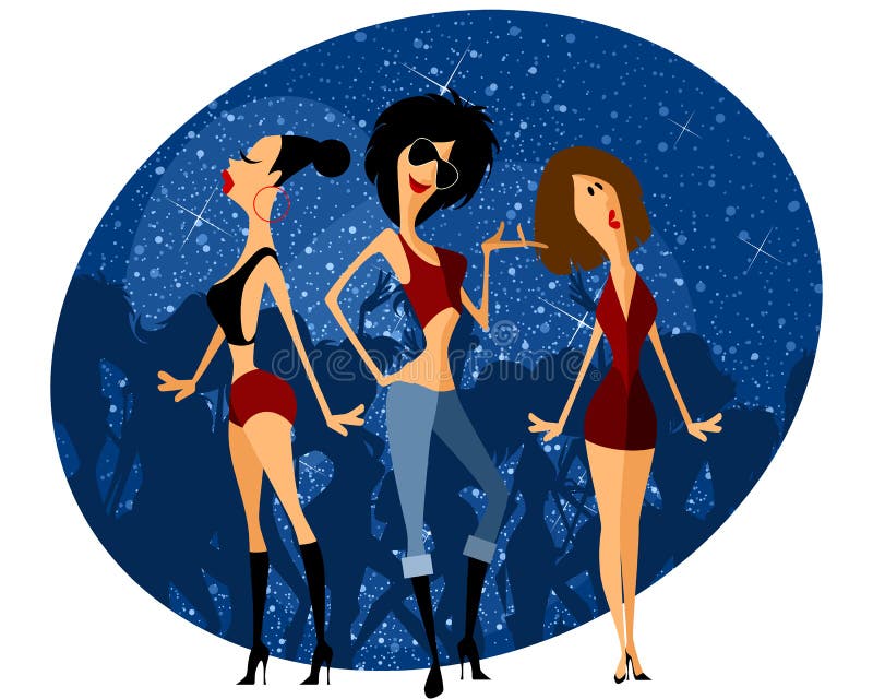 Three girls on party stock vector. Illustration of party - 64328457