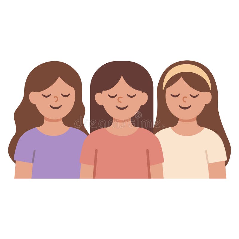 Three Girls Praying Together. Vector Stock Illustration - Illustration ...