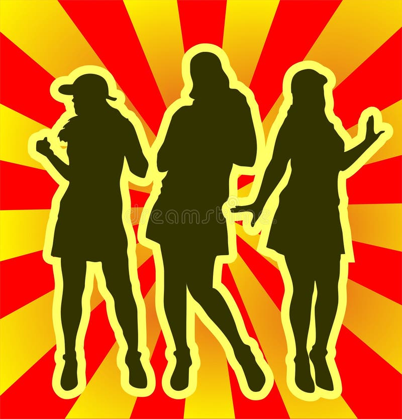 Three girls silhouettes stock vector. Illustration of glamour - 7336628