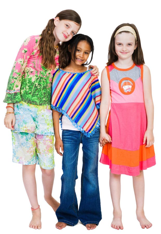 Three Girls Standing Together Stock Image - Image of isolated ...