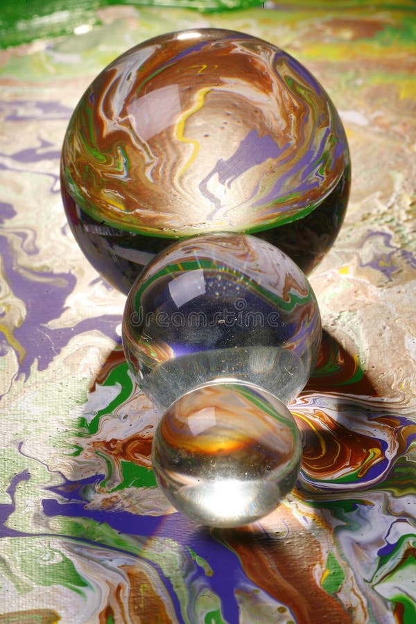 Three glass balls abstract stock photo. Image of colourful - 4149078