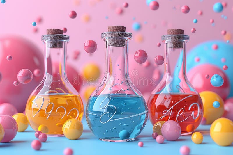 Three Bottles Filled with Liquid. Generative AI Stock Illustration ...
