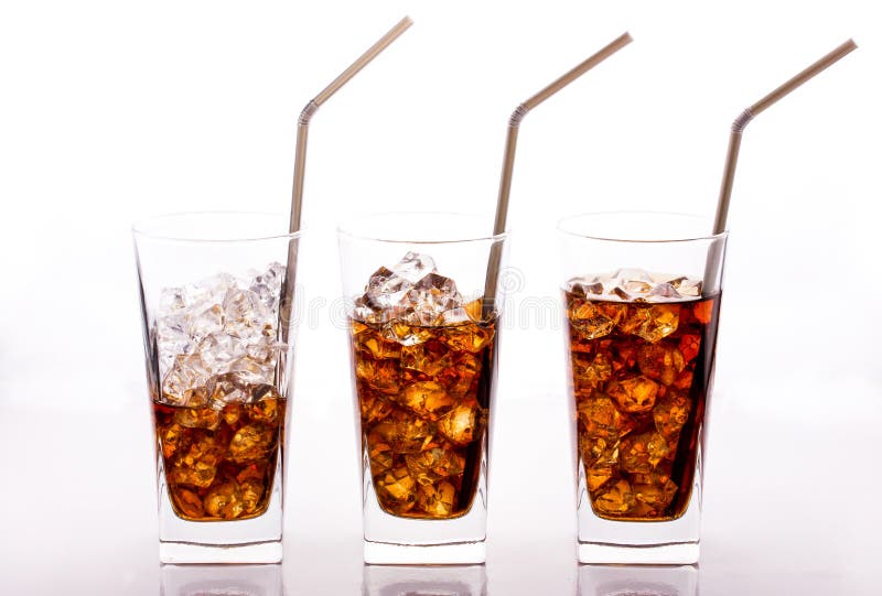 Three Glass of Cola with Straws Stock Photo - Image of material ...