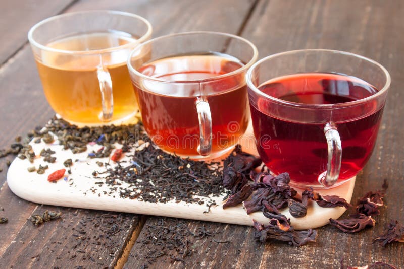 Three glass cups of tea stock image. Image of green, spices - 62508869