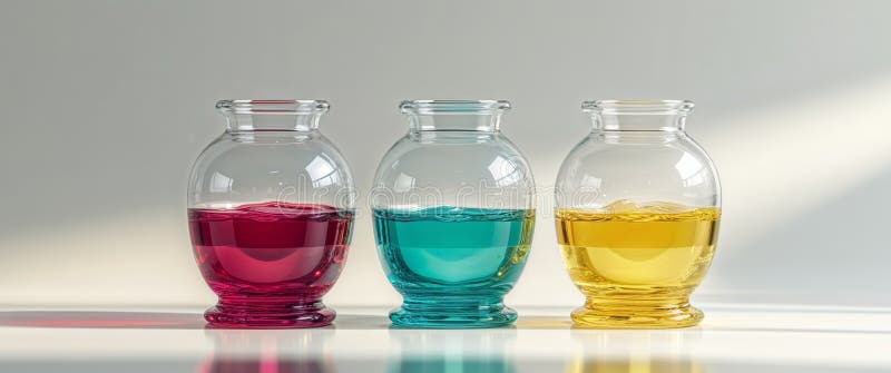 Three Glass Jars Filled Different Colored Liquid Stock Photos - Free ...