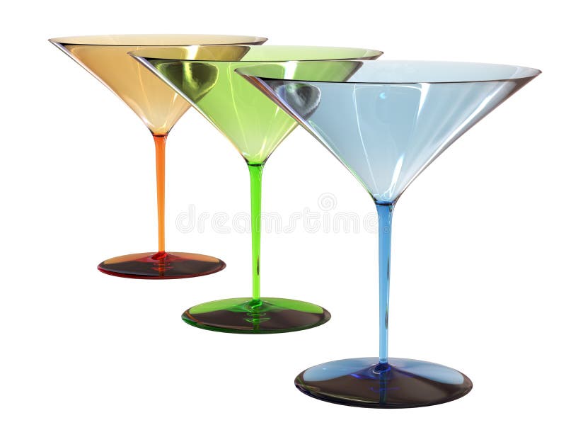 Three Glass Set in Yellow, Green and Blue Stock Illustration ...