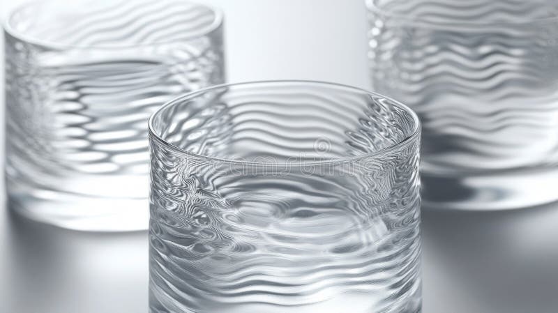 Three Glass Tumblers with Water Wave Design Stock Illustration ...