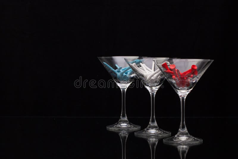Three Glasses of Champagne and Golf Tees Stock Photo - Image of glass ...