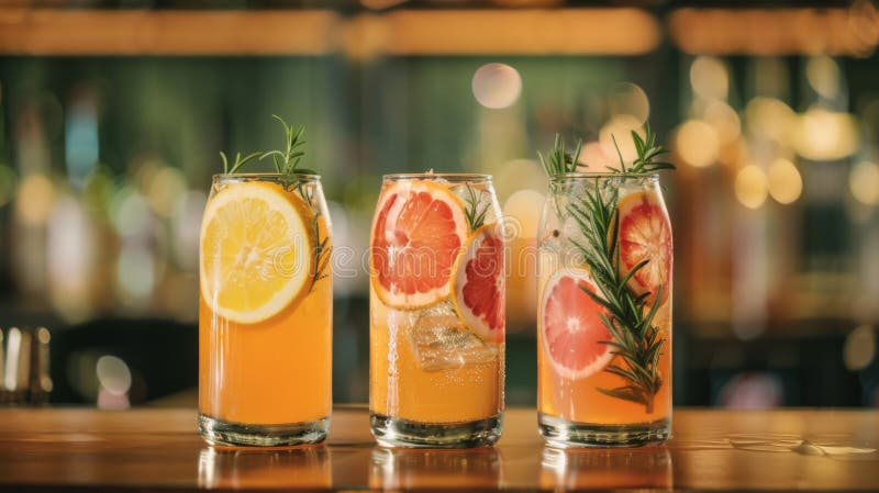 Three Glasses Filled with Different Drinks Stock Image - Image of ...
