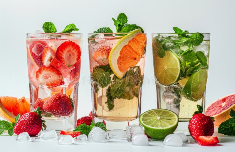 Three Glasses Filled with Different Types of Drinks Stock Image - Image ...