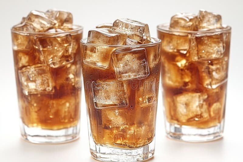 Three Glasses Filled with Ice, Perfect for Serving Cold Beverages Stock ...