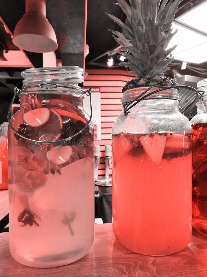 Three Glasses of Soft Drink, Yellow, Red and White with Straws Stock ...