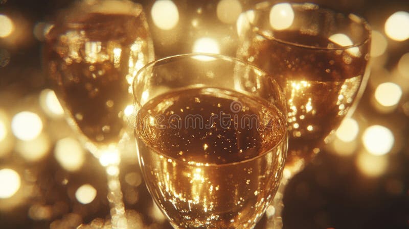 Three Glasses of Sparkling Champagne at a Celebratory Event Stock ...