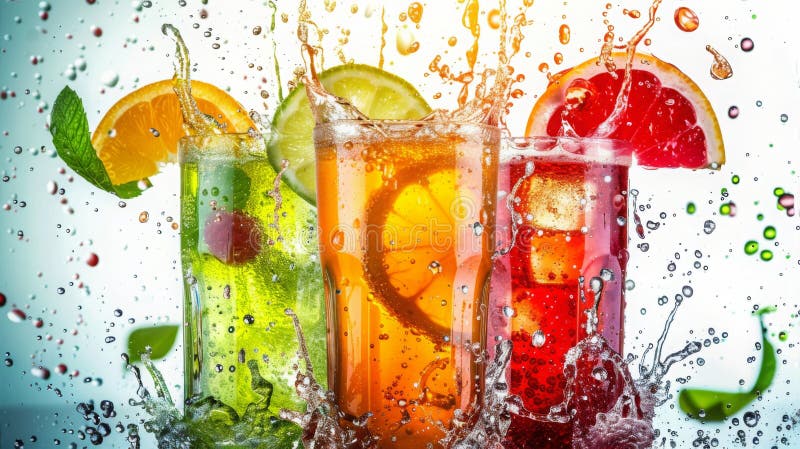 Three Glasses Filled with Different Types of Drinks Stock Photo - Image ...