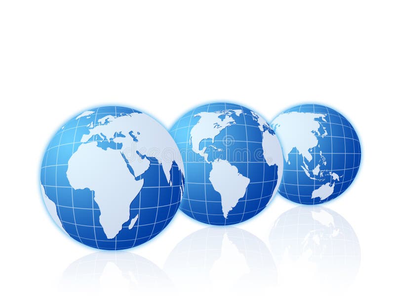 Three globes stock illustration. Illustration of clip - 1064183