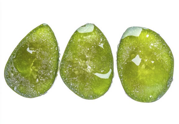 Three Glossy Lime Green Oval Objects on White Background Stock ...