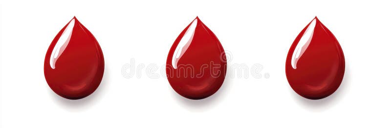 Three Glossy Red Droplets on White Background Stock Illustration ...