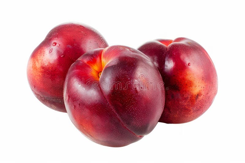 Trio of Red Plums on White Background. Neural Network AI Generated ...