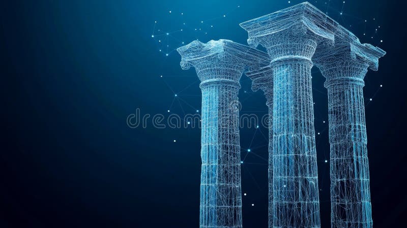 Three Glowing Blue Pillars, Inspired by Classical Architecture, are Set ...