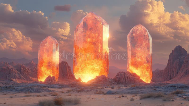 Glowing Crystals Sunset Desert Landscape Stock Photos - Free & Royalty ...