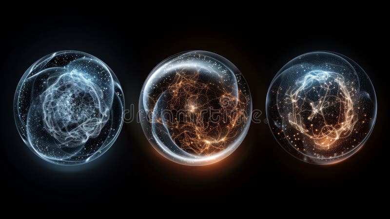 Three Glowing, Interconnected Spheres with Abstract, Vibrant Patterns ...