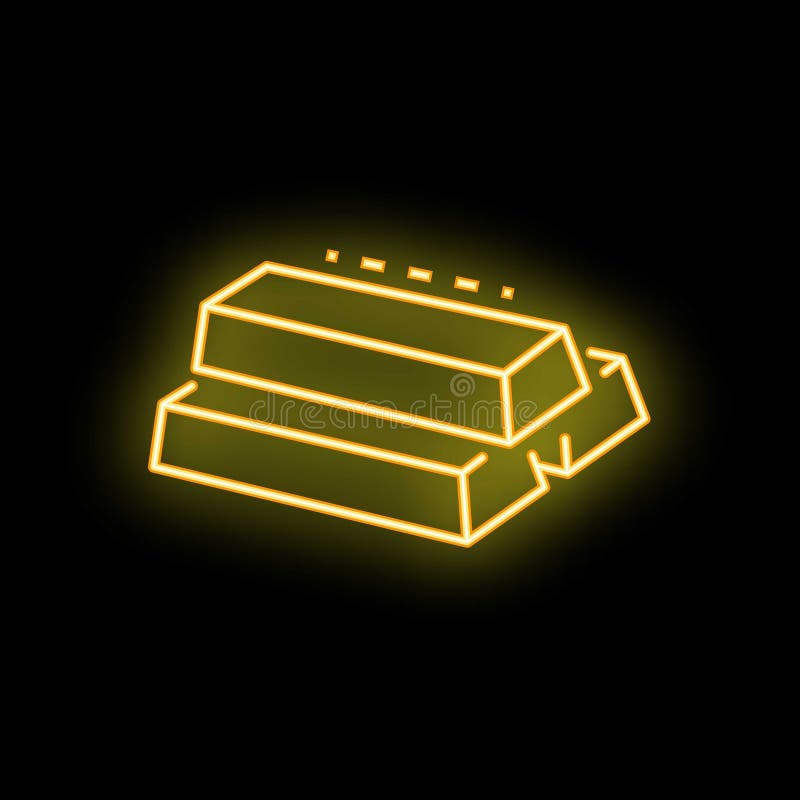 Three Gold Bars Stacked Over Black Background Neon Sign Stock ...