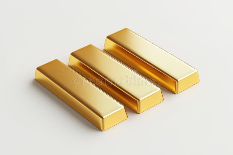 Three Gold Bars on a White Background Ai Photo Stock Illustration ...
