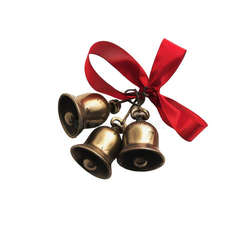 Three Gold Bells Tied Together with a Red Bow Stock Illustration ...
