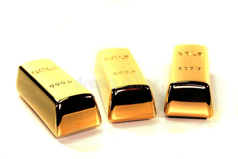 Three Gold Bars on Dollar Bills Stock Image - Image of value, price ...