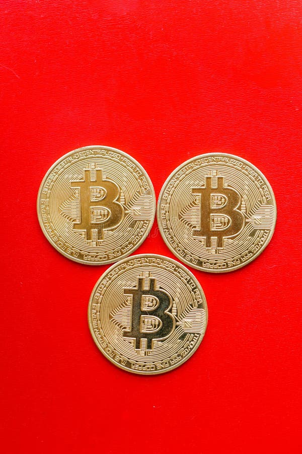 A Few Bitcoin Coins Lie on the Mountain of Other Money Stock Image ...