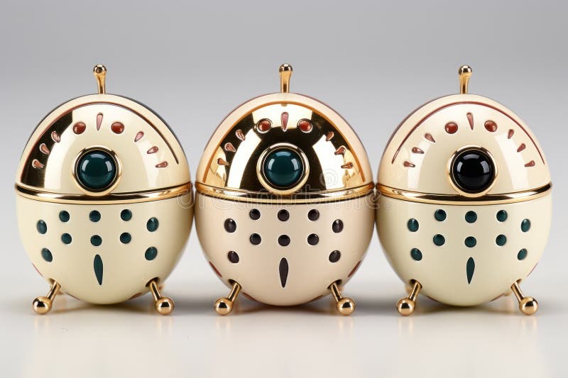 Three Gold Egg Shaped Objects with Eyes on Them. Generative AI Image ...
