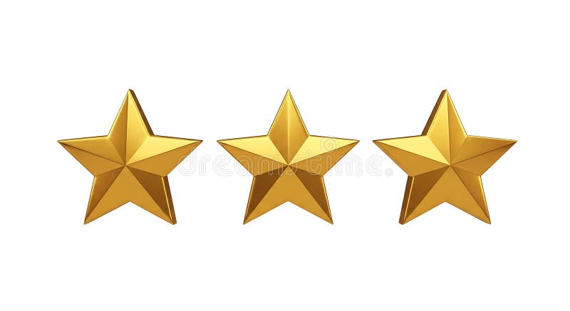 Three Gold Five-pointed Stars are Evenly Spaced on a Plain White ...