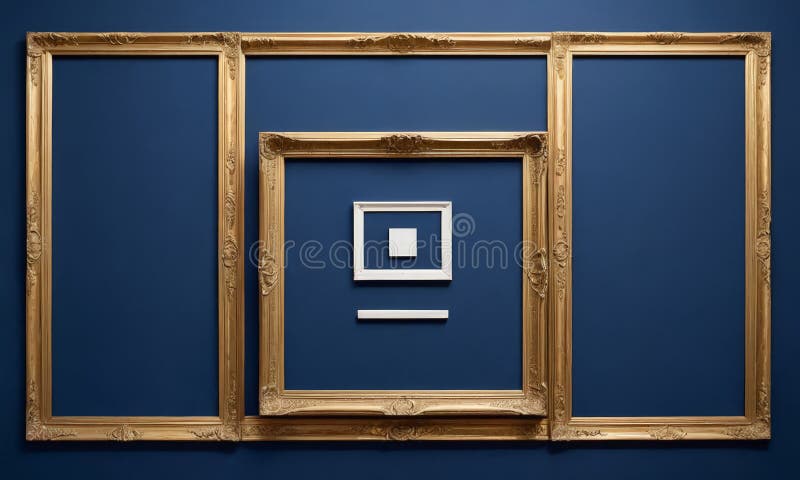 Three Gold-framed Picture Frames Arranged in Triangular Formation, with ...