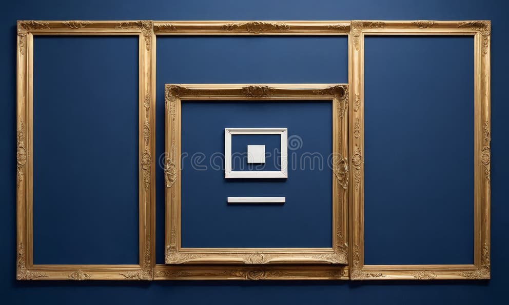 Three Gold-framed Picture Frames Arranged in Triangular Formation, with ...