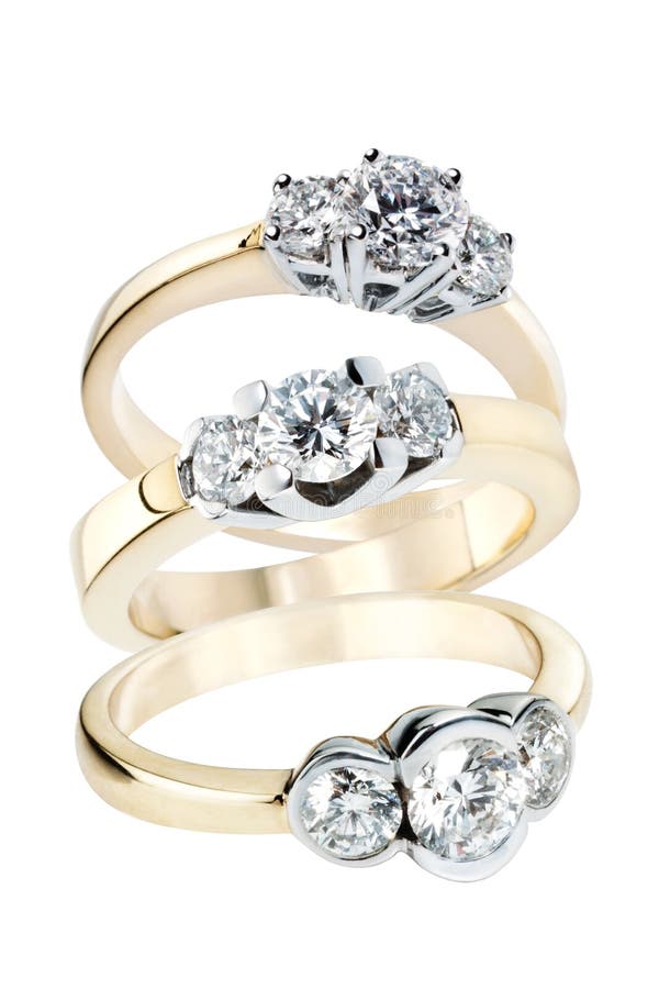 Three Gold Rings with Diamonds Stock Image - Image of ring, beautiful ...