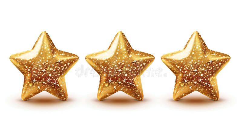 Three Gold Stars Arranged Elegantly on a White Backdrop Stock ...