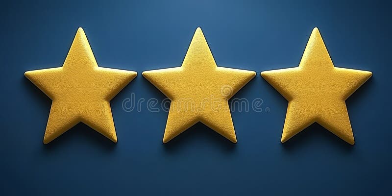 Three gold stars on blue stock illustration. Illustration of concept ...