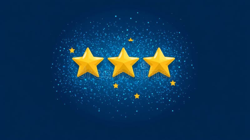 Three Gold Stars on Blue Glitter Background Stock Illustration ...